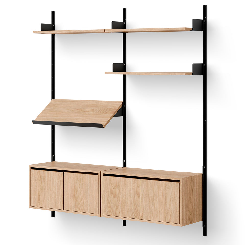 New Works Wall-Mounted Shelving Unit & Low Cabinets, Oak & Metal – ARIA