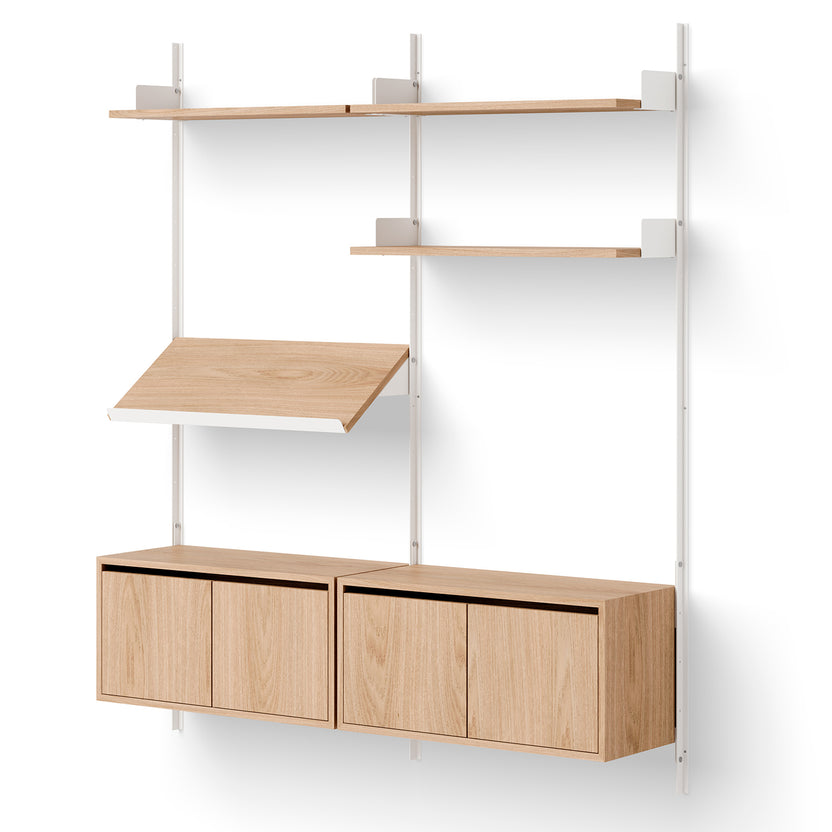 New Works Wall-Mounted Shelving Unit & Low Cabinets, Oak & Metal – ARIA