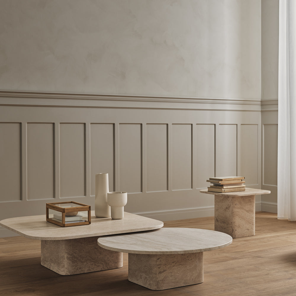 Eida Coffee Table by Bolia, Solid Travertine Marble Stone – ARIA