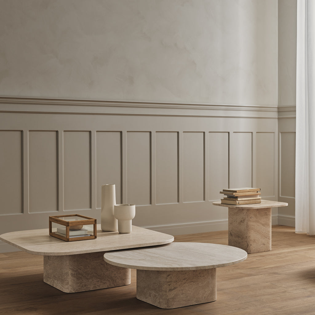 Eida Coffee Table by Bolia, Solid Travertine Marble Stone – ARIA