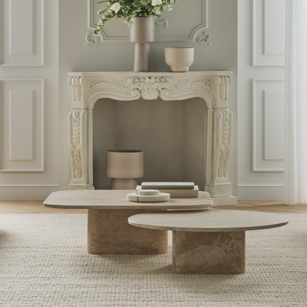 Eida Coffee Table by Bolia, Solid Travertine Marble Stone – ARIA