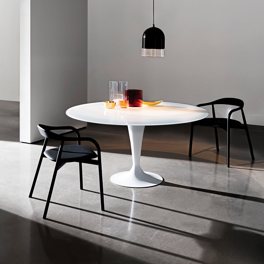 Flute Round Dining Table by Sovet, White & Grey, Made in Italy – ARIA